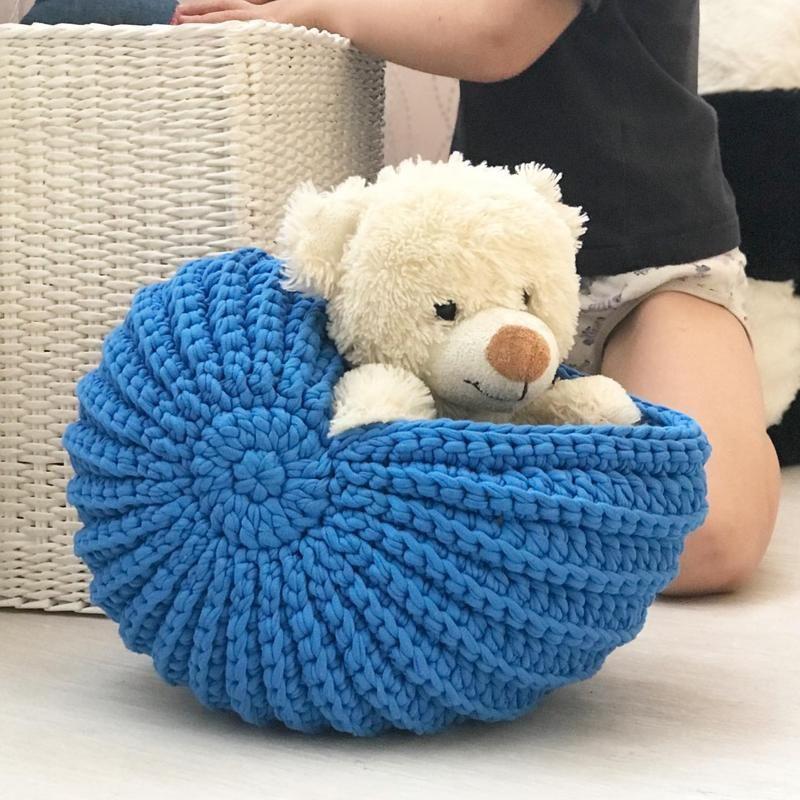 Мушля ракушка гачком кошик з т пряжі кошик для декору декоративний кошик для дитини подарунок