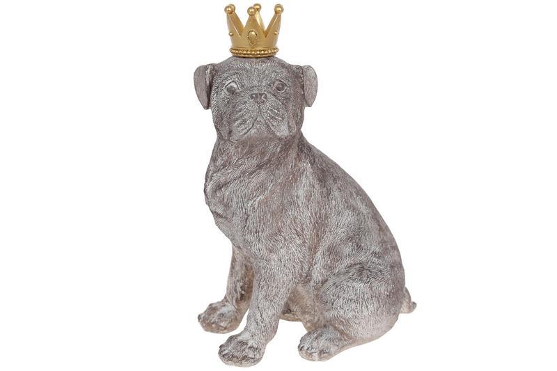 Декоративна статуетка собака з короною 33 5см колір сірий — ціна