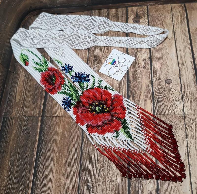 Гердан маки и василька — цена 1000 грн в каталоге Колье и ожерелья Купить аксессуары по