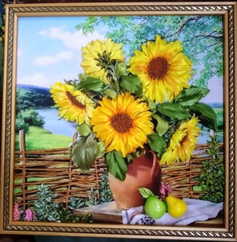 Картина з вишивкою стрічками природна краса — цена 900 грн в каталоге Картины Купить товары