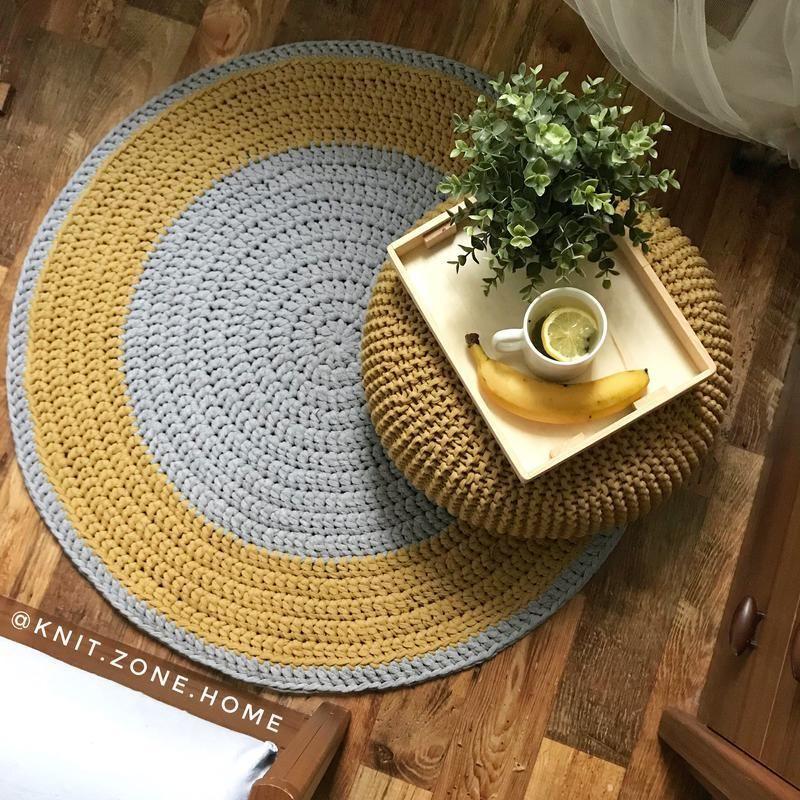Вязаний килим килимок круглий — ціна 1800 грн у каталозі Килими Купити товари для дому та