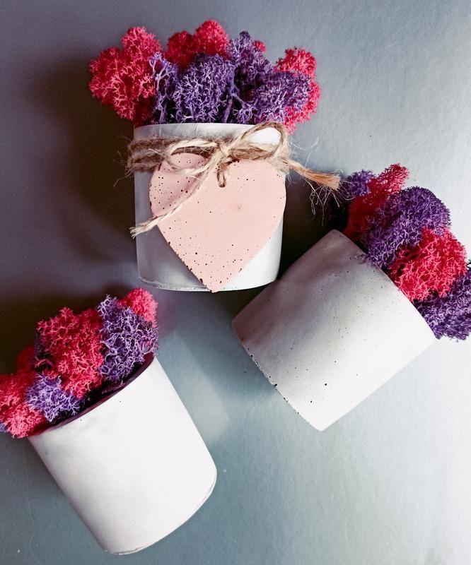 Набор из 3х бетонных кашпо с мхом подарок — цена 350 грн в каталоге Кашпо Купить товары для