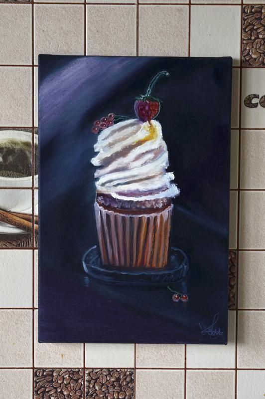 Картина кекс миниатюра фотореализм — цена 1550 грн в каталоге Картины Купить товары для