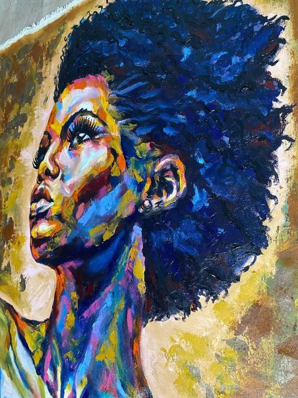 Картина маслом дух мгновения из серии женские настроения африканская девушка афроамериканка