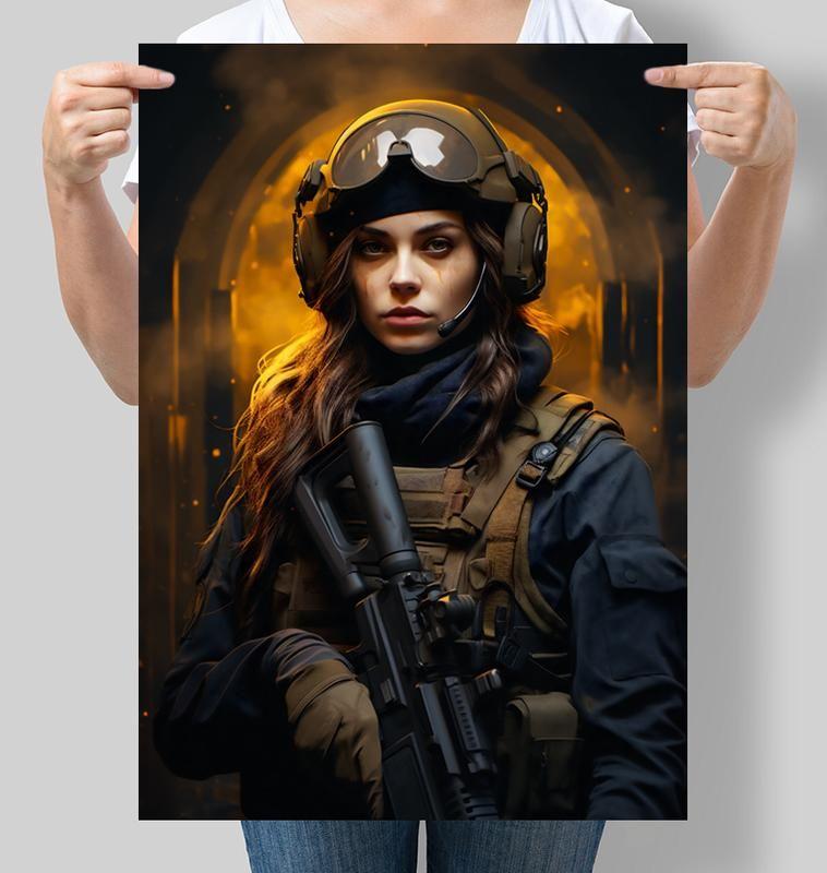 Патріотичний постер українська войовниця — цена 280 грн в каталоге Постеры Купить товары для
