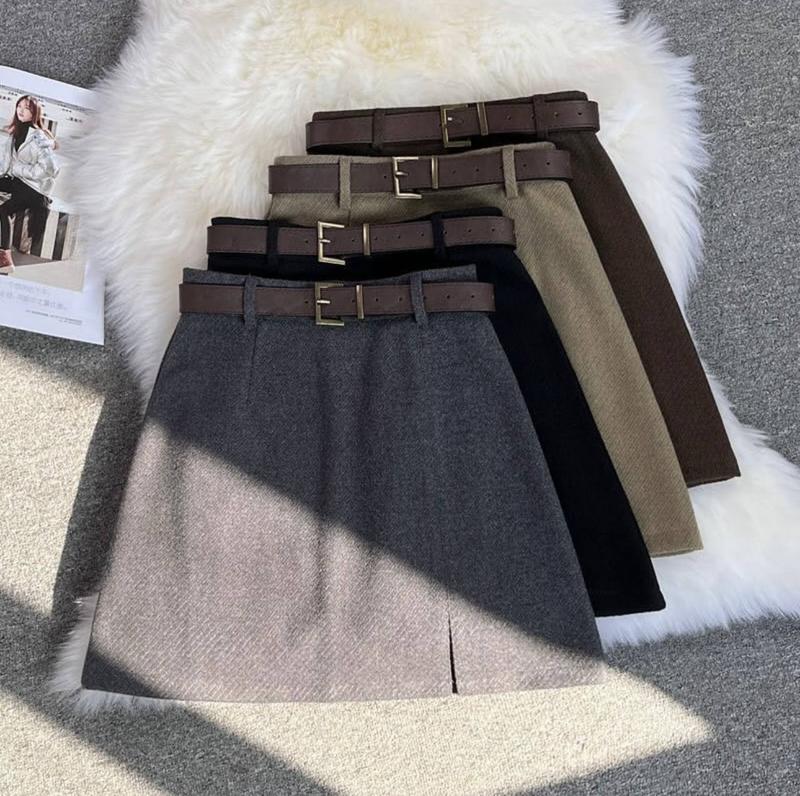 Тепла спідниця міні кашемір з поясом — ціна 650 грн у каталозі Міні спідниці Купити жіночі речі