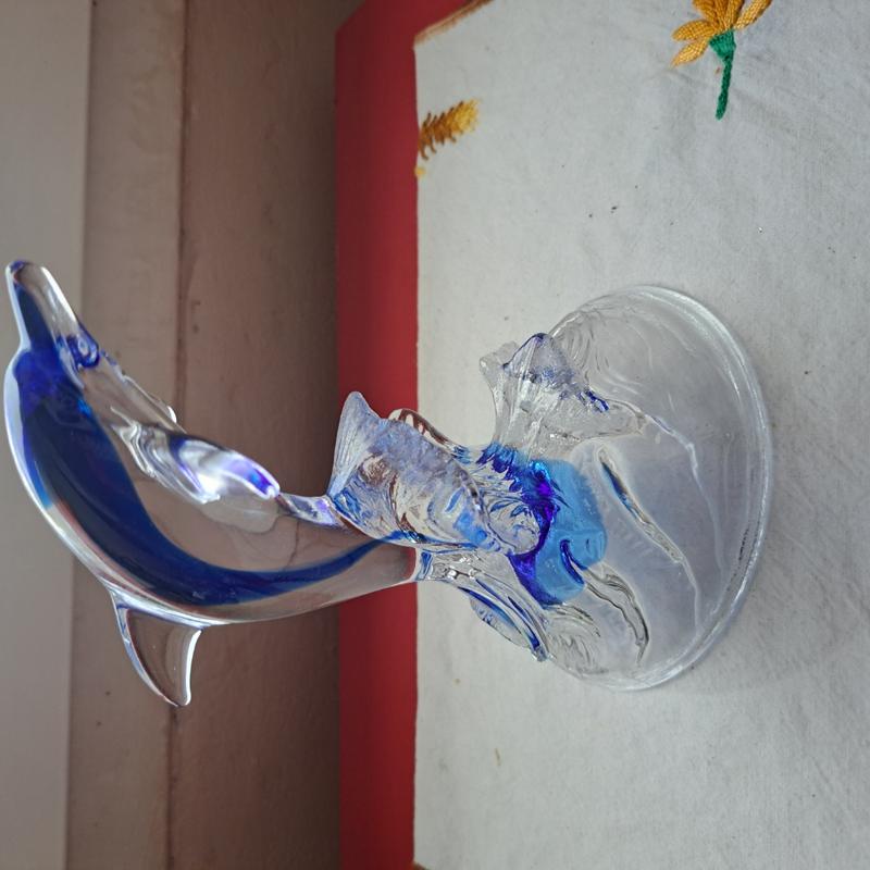 Винтажная хрустальная статуэтка синего дельфина Darques Paris — ціна 900 грн у каталозі