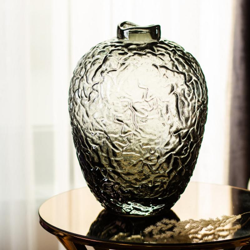 Ваза декоративная Bixuan в стиле ретро стеклянная 30 см серый — цена