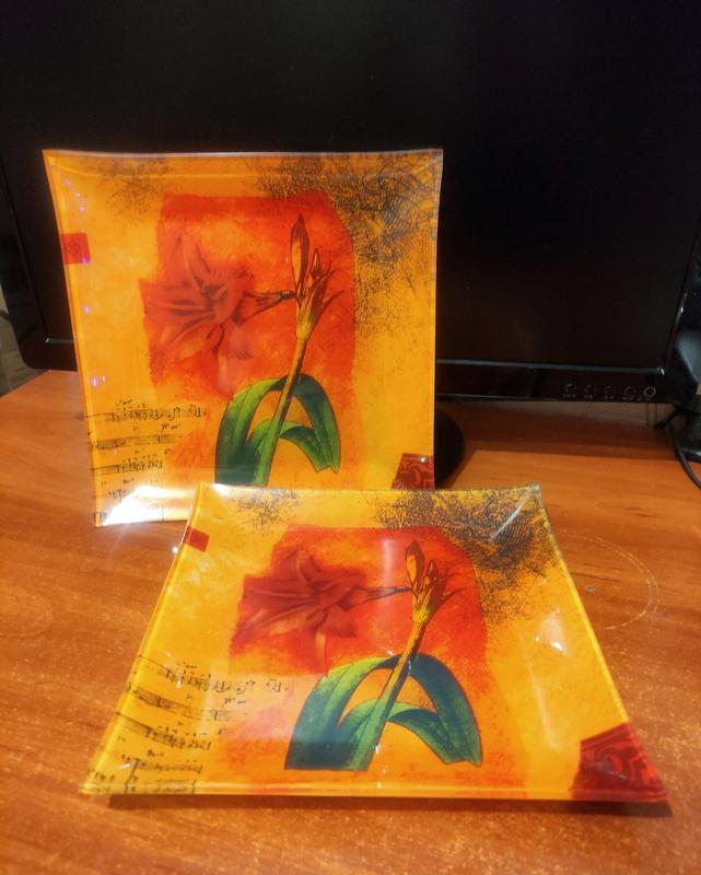 Тарелки квадратные фруктовница тарілка цвітне скло скляна фруктовниця квадратні тарілки великі