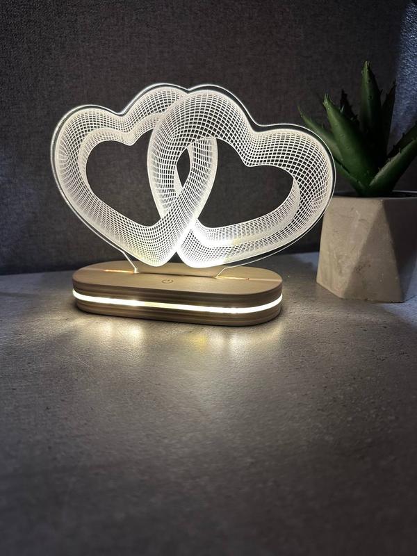 Нічник два серця кільця ночник — ціна 620 грн у каталозі Нічники