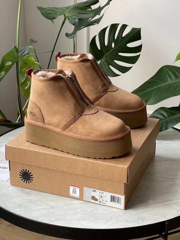 Натуральні жіночі уггі ugg neumel platform zip slipper chestnut — ціна 4299 грн у каталозі Уггі ...