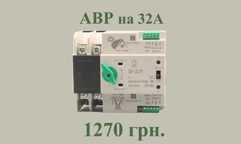 Авр xlq4-125/2p 32а автоматический ввод резерва для инвертора зарядной ...