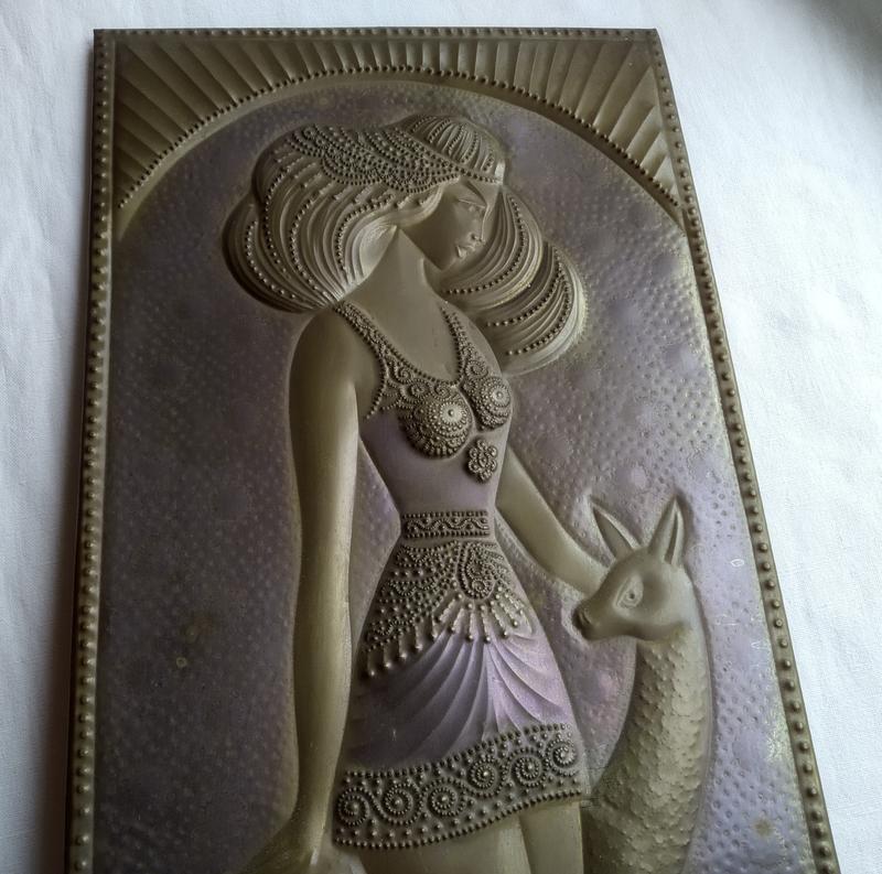Большая винтажная чеканка девушка и лань эротика — цена 350 грн в