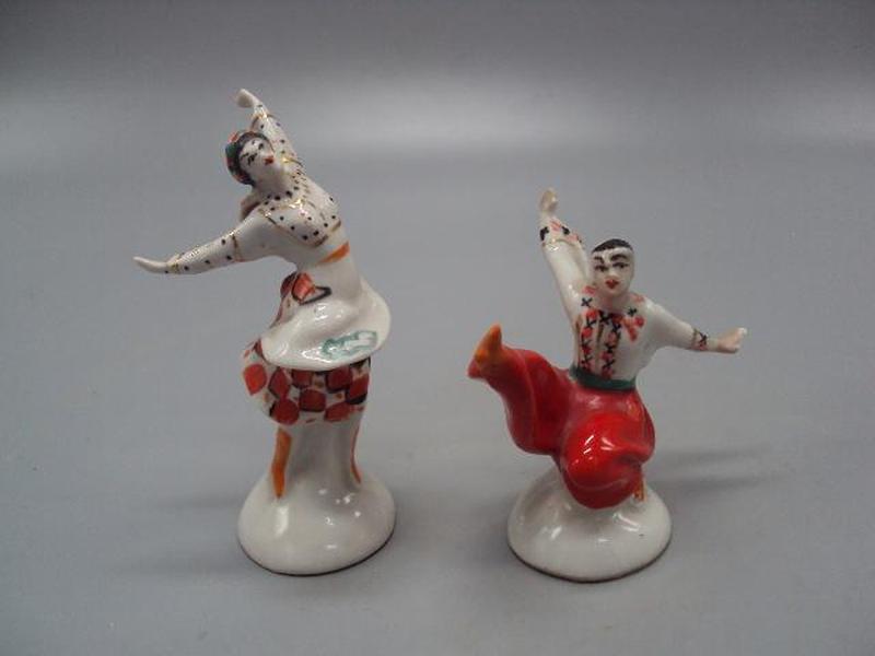Фигура фарфор статуэтки миниатюра барановка гопак украинский танец танцоры лот 2 шт №13749