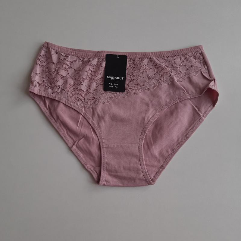 Жіночі бавовняні трусики marabut (anttifu) #5118, антіфу середня посадка з мереживом арт. 5118 ...