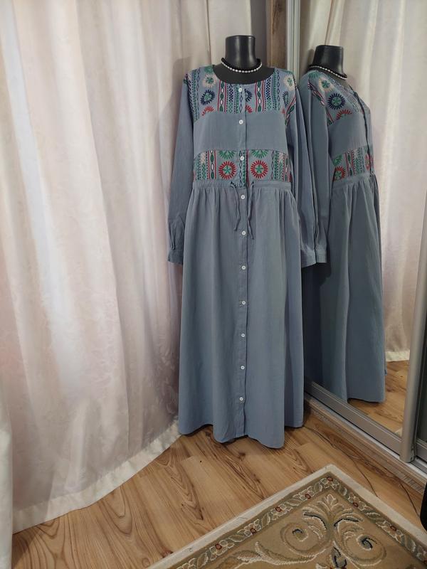 Котонове на ґудзиках плаття 👗 — ціна 699 грн у каталозі Сукні міді