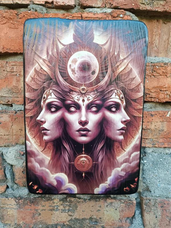 Деревянное панно геката хранитель тайн и перекрестий — цена 450 грн