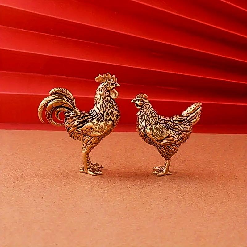 Латунные статуэтки петуха и курицы настольный орнамент — цена 320 грн в каталоге Статуэтки