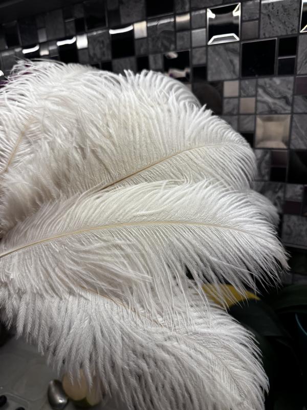Біле пірʼя страуса 30 33 см для рукоділля для декору — ціна 480 грн у каталозі Матеріали для