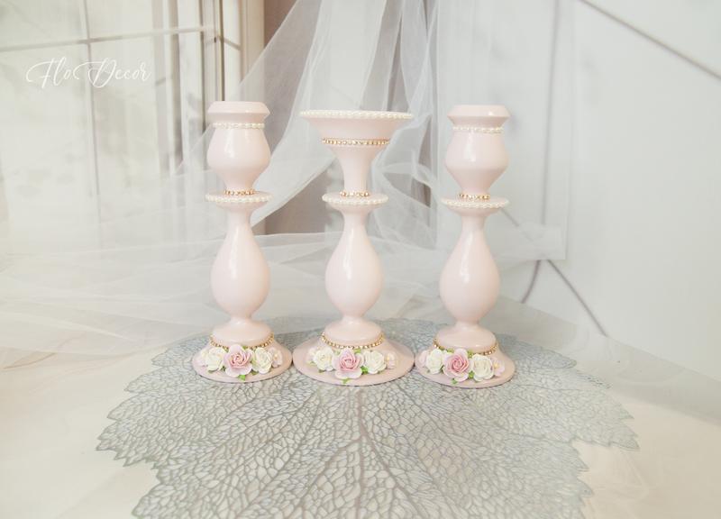 Пудровый подсвечник для свадебной церемонии — цена 1000 грн в каталоге Подсвечники Купить товары