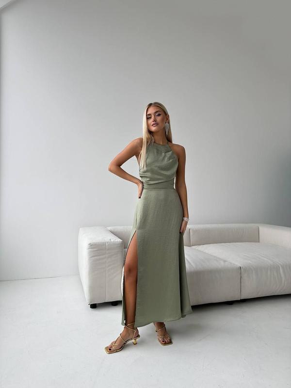 🌈4 шикарна нарядна шовкова жіноча сукня оливкова оливка оливкове нарядне плаття женское платье