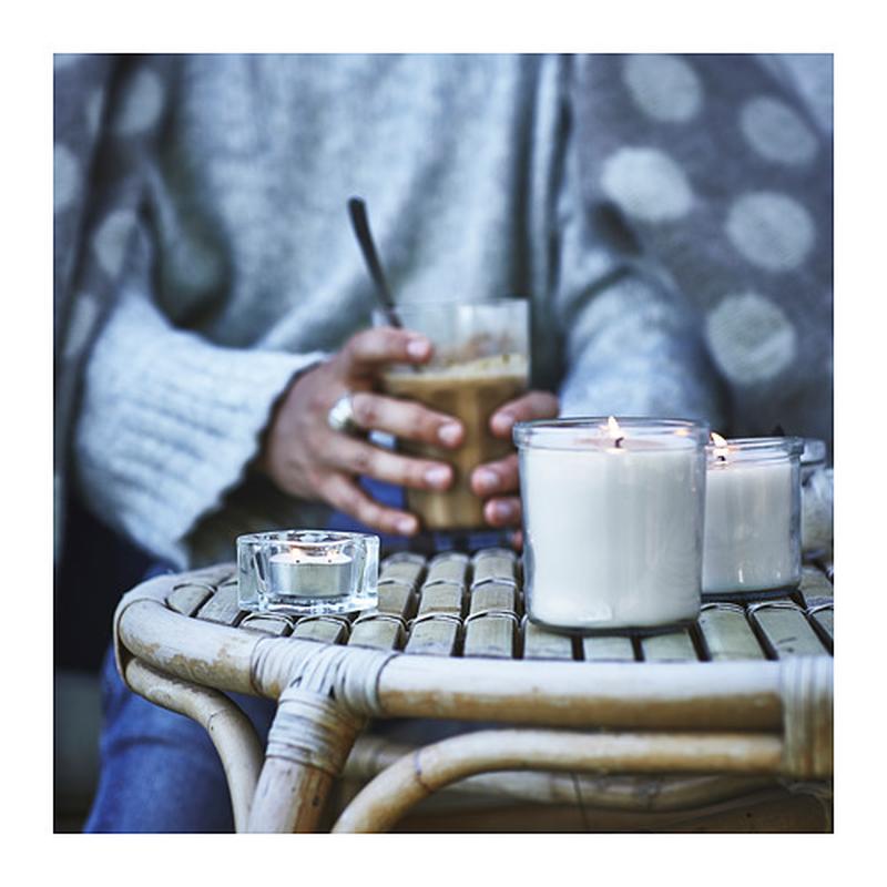 Ароматическая свеча Jämlik Ikea в стакане 40 часов горения аромат ванильного мороженого