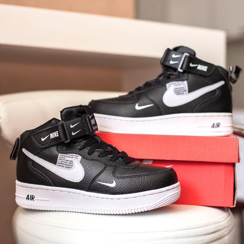 Nike air force 1 mid black white кроссовки найк аир форс аир форс ...