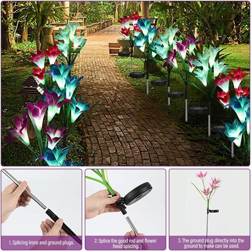 Садовый фонарь в упаковке 4 шт на солнечной батарее “лилия” 74 см Bs 037 — цена 220 грн в