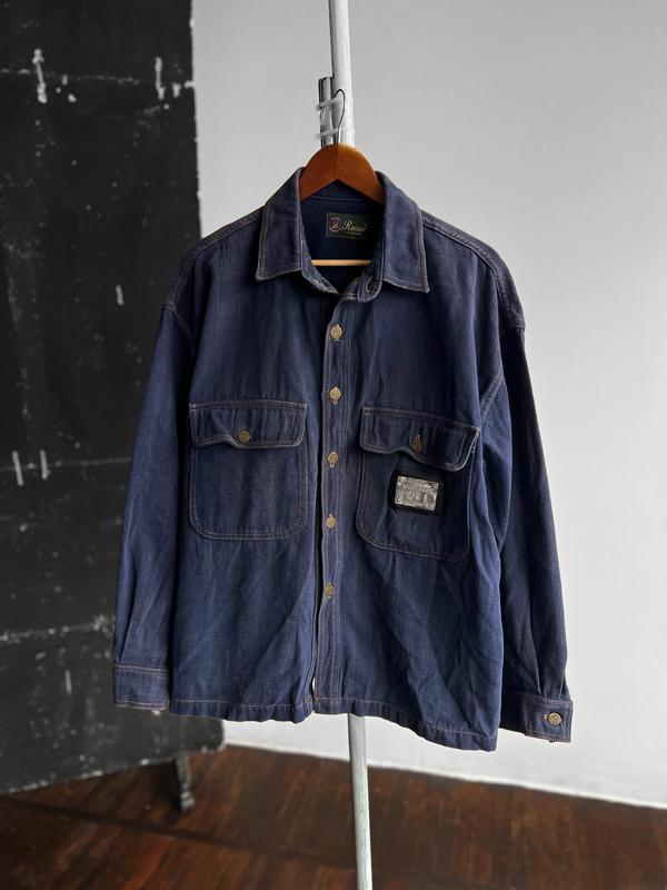 Rococo made in ausa mens blue vintage 90s long sleeve denim jacket ...
