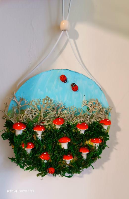 Эко панно 3д грибы мухомори на поляне — цена 300 грн в каталоге Панно Купить товары для дома и