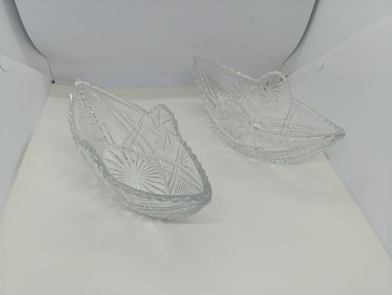 Кришталева тарілка миска салатник ваза для цукерок фруктів лодочка ссср кришталь хрустальная