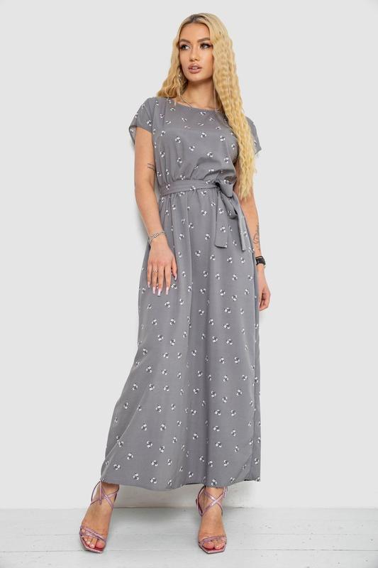 Сукня з принтом софт колір темно сірий 214r0228 3 — ціна 599 грн у каталозі Довгі сукні Купити