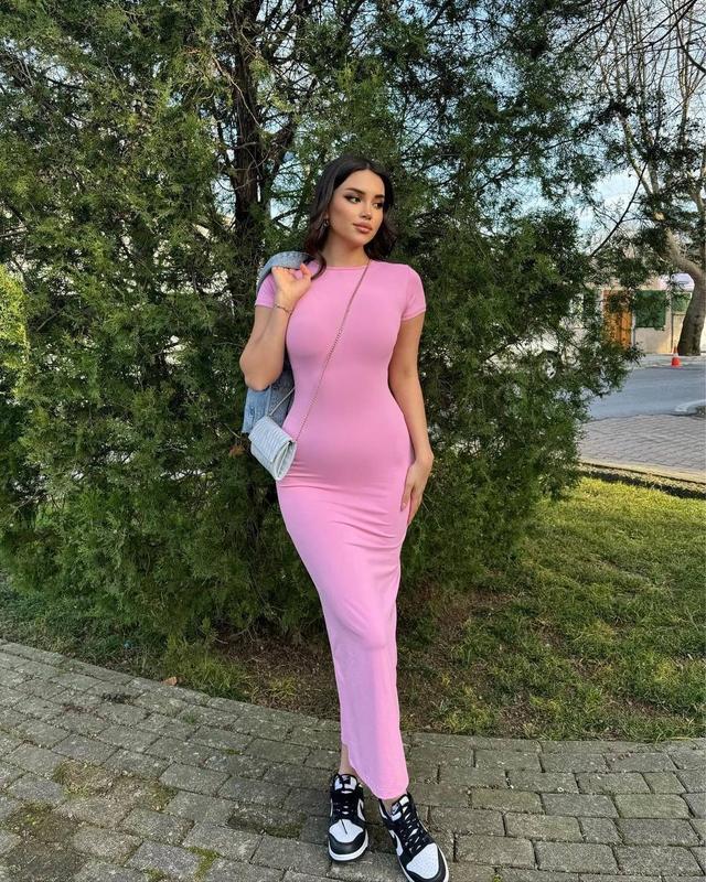 🌈4 шикарна жіноча довга сукня длинное платье макси максі рожеве рожевий віскоза вискоза — ціна