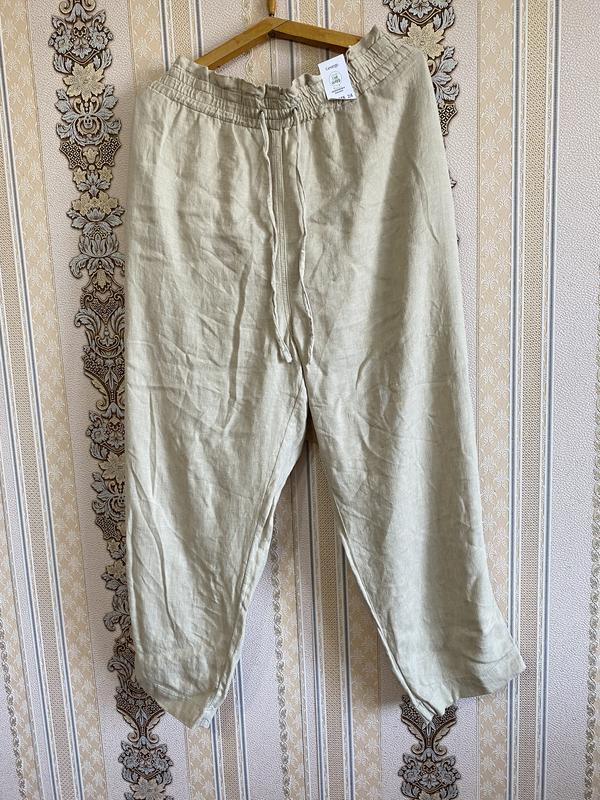 Легкі льняні брюки бежеві брючні штани батал льон віскоза — ціна 220 грн у каталозі Брюки