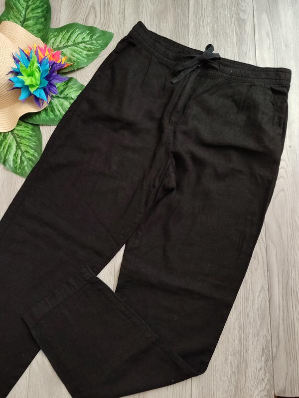 Чорні штани льон 55 льон 45 віскоза легкі літні штани льон — ціна 370 грн у каталозі Брюки