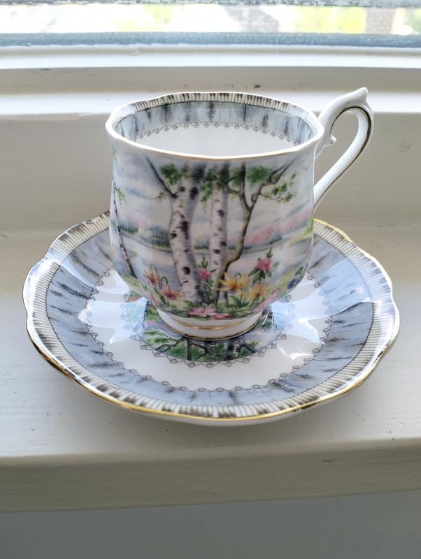 Вінтажна фарфорова кавова пара ," срібні берези " royal albert — ціна ...