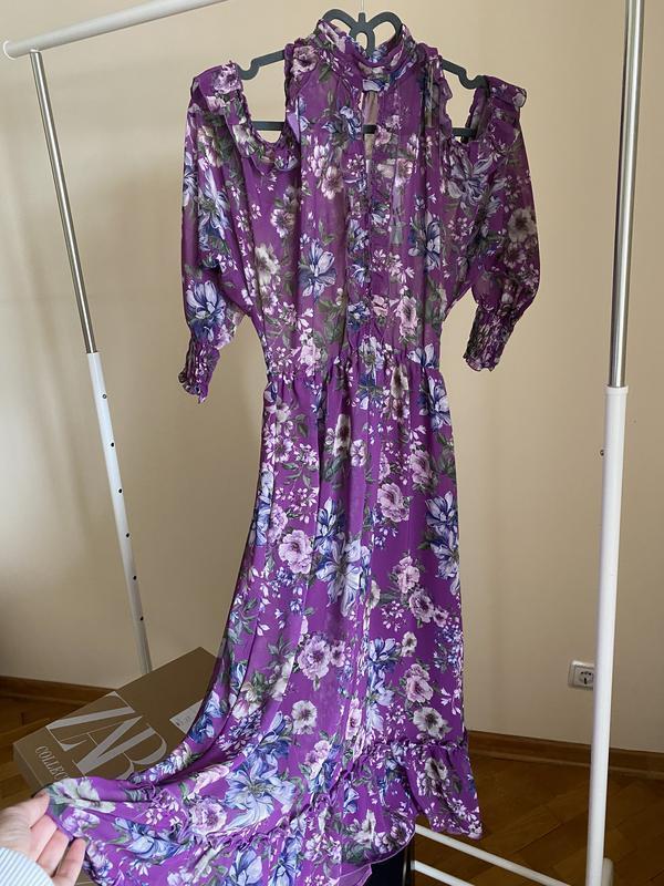 Вечірнє шифонове плаття сукня міді міді плаття з рюшами zara — ціна 590 грн у каталозі Вечірні ...