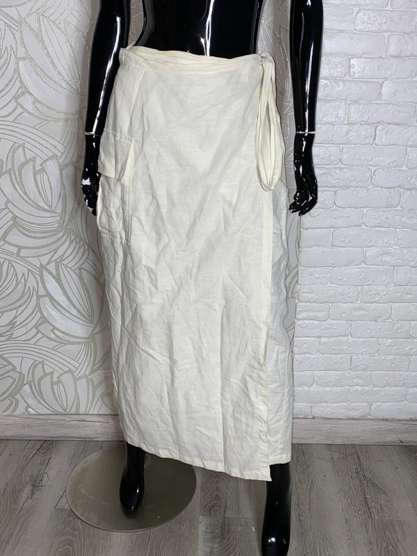 Вінтажна лляна спідниця на запах юбка на завязку льон вінтаж Energy Xl — ціна 300 грн у