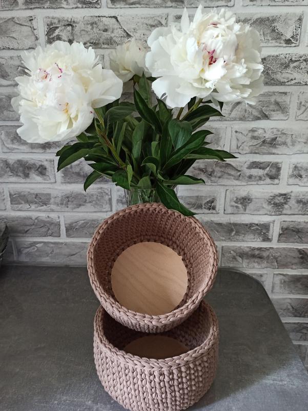 Кошики ручної роботи виготовленні з трикотажної пряжі — ціна 600 грн