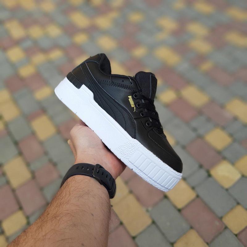 Зимние женские кроссовки на меху puma cali черные/белые (пума кали ...