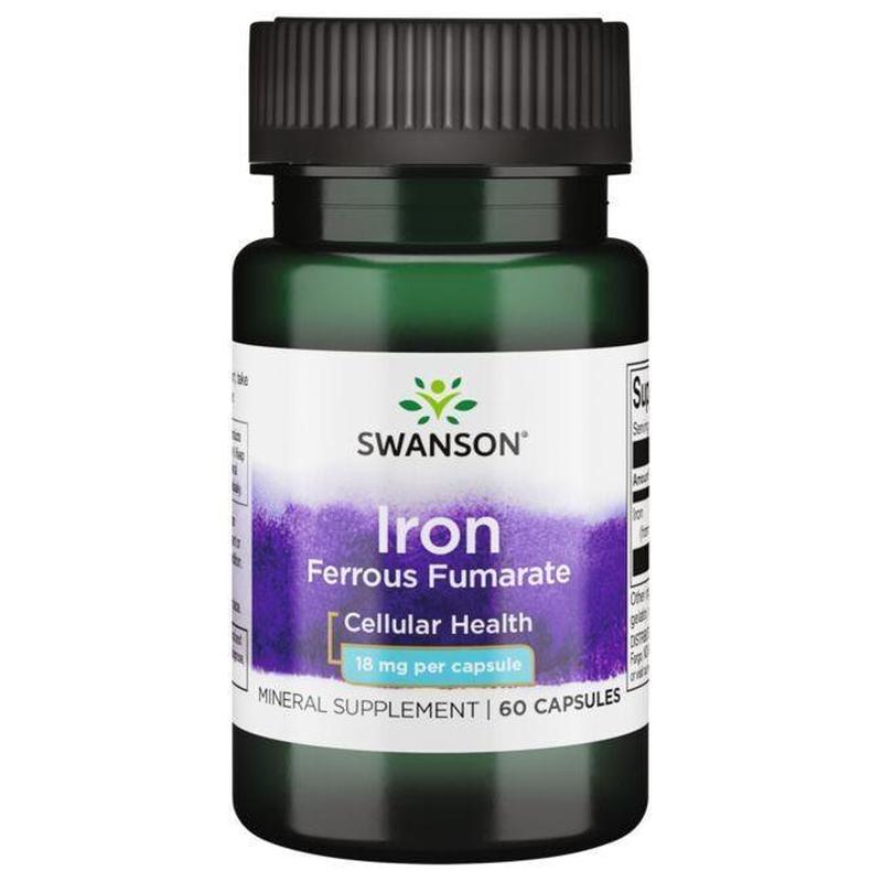 Железо фумарат, iron ferrous fumarate, swanson, 18 мг, 60 капсул — цена ...