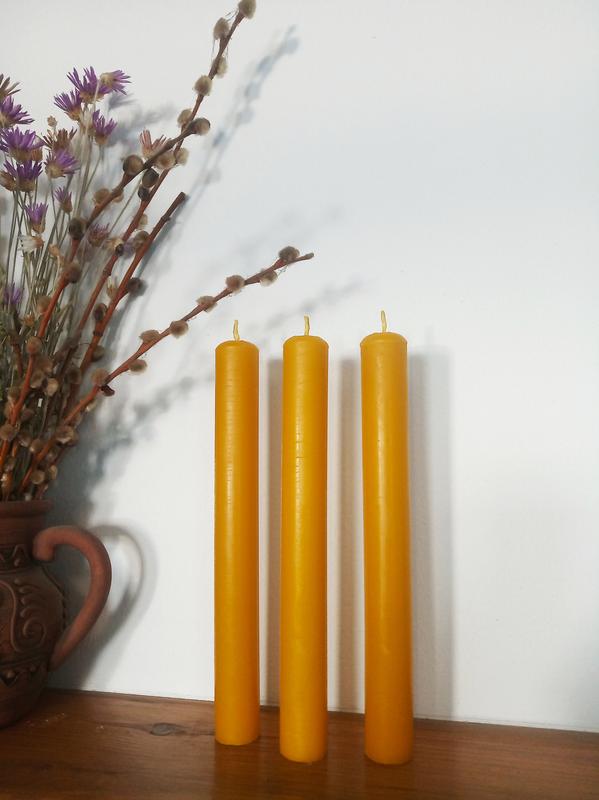 3 шт. свечи большие, натуральные из воска 22 см — цена 390 грн в ...