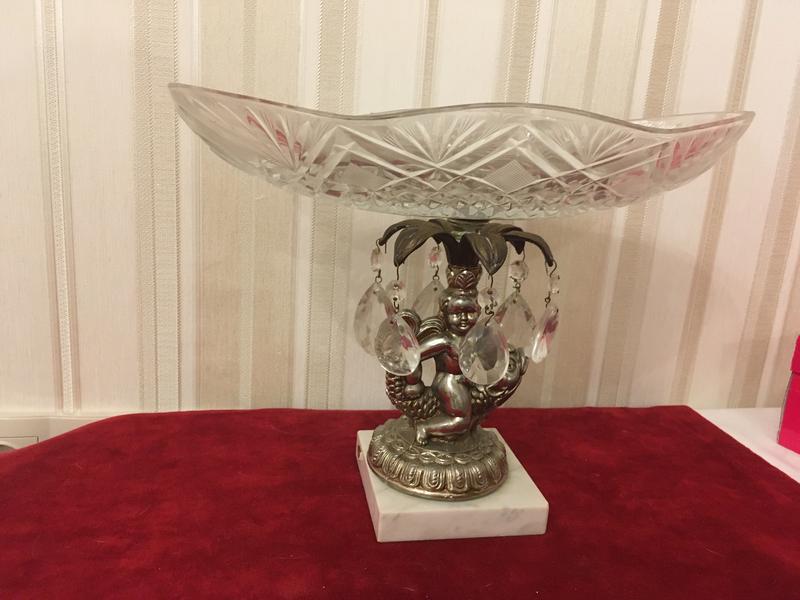 Антикваріат фруктова ваза цукерниця бронза кришталь антикварна — ціна 9900 грн у каталозі