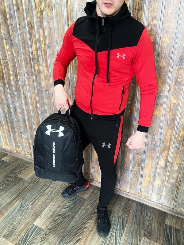 Топовый мужской спортивный костюм under armour с капюшоном на манжете ...