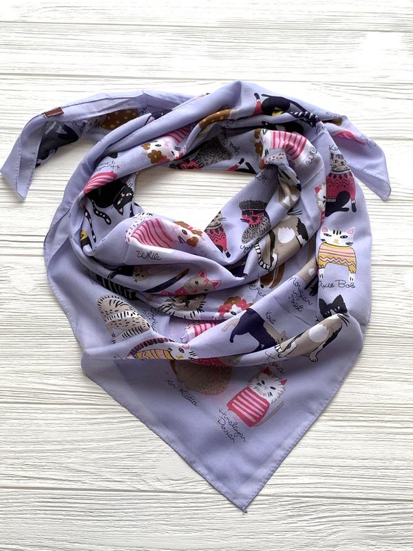 Хустка з котиками 100 бамбук — ціна 129 грн у каталозі Шарфи Купити аксесуари за доступною