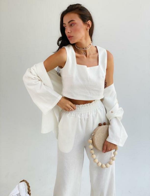 Лляний костюм трійка — ціна 1250 грн у каталозі Брючні костюми Купити жіночі речі за доступною