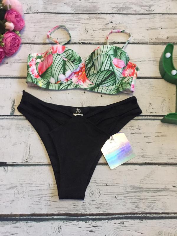 Купальник тропический принт листья высокие плавки asos missguided ...