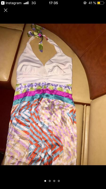 Летнее шелковое платье сарафан на бретельках Zara разноцветное в принт — цена 150 грн в каталоге