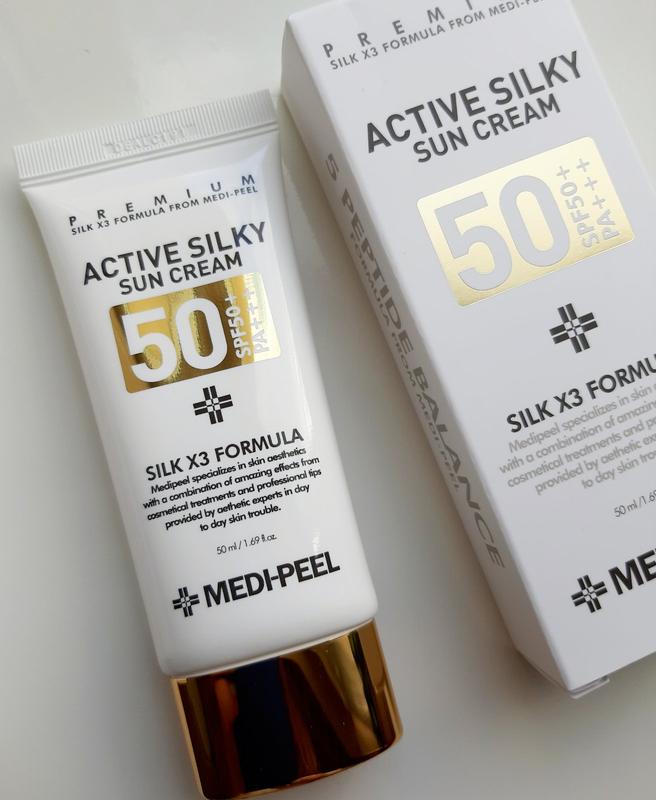 Medi-peel active silky sun cream spf50+pa++++ сонцезахисний крем із ...