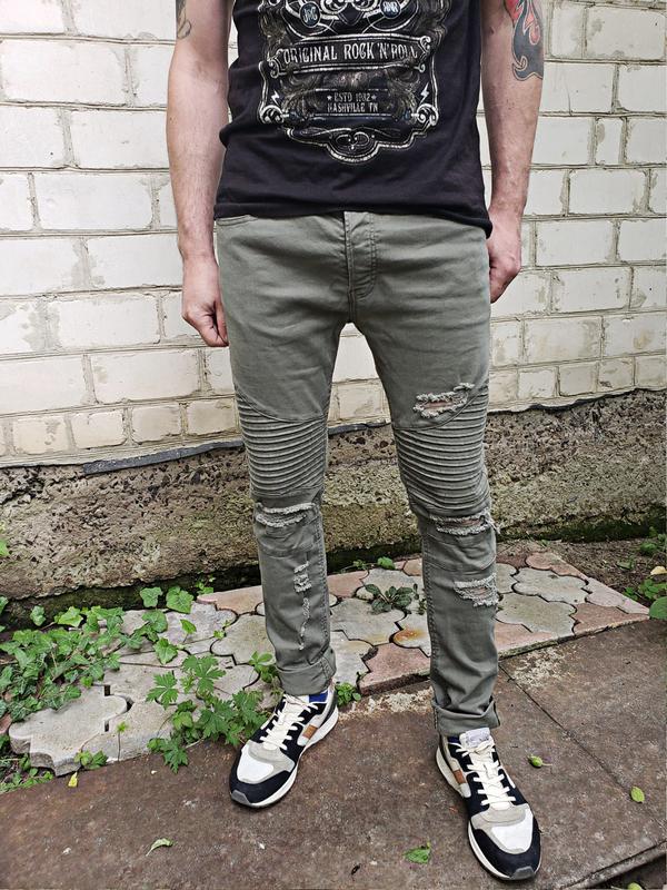 Джинсы скинни divided h&m biker skinny original р.34 рванки узкачи ...